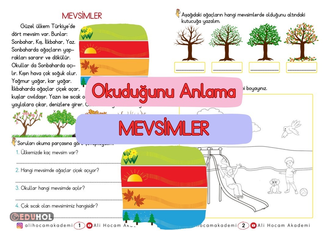 Okuduğunu Anlama-Mevsimler | Eduhol - Ders Videoları İzle Online Test ...