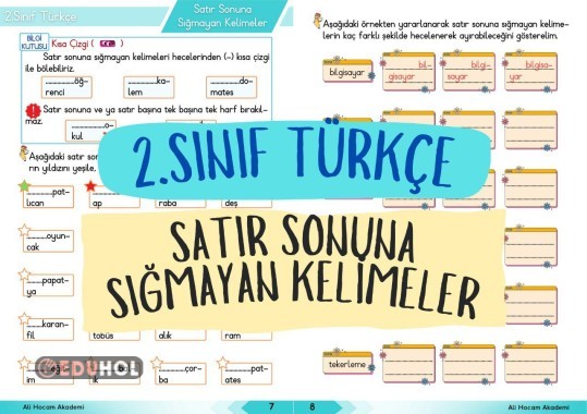 2.Sınıf Türkçe-Satır Sonuna Sı... · Eduhol - Etkinlik İndir Oyun Oyna ...