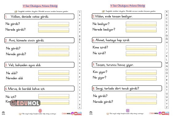 V Sesi Soru Cevap (Okuduğunu A... · Eduhol - Etkinlik İndir Oyun Oyna ...