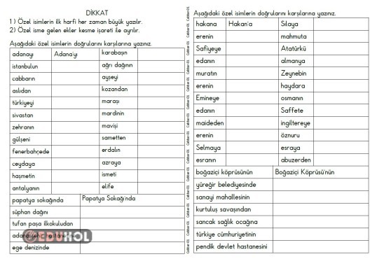 2. Sınıf Türkçe 'Özel İsimler'... · Eduhol - Etkinlik İndir Oyun Oyna ...