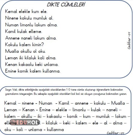 U Sesi Dikte Cümleleri Ve Keli... · Eduhol - Etkinlik İndir Oyun Oyna ...