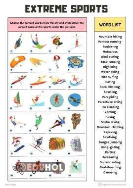 Extreme Sports Vocabulary Work... · Eduhol - Etkinlik İndir Oyun Oyna ...