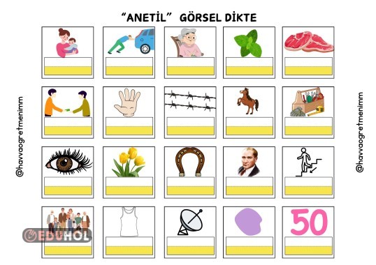 Anetil Görsel Dikte · Eduhol - Etkinlik İndir Oyun Oyna Test Çöz Video İzle
