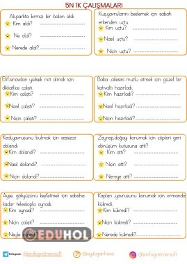 5N 1K Çalışmaları · Eduhol - Etkinlik İndir Oyun Oyna Test Çöz Video İzle