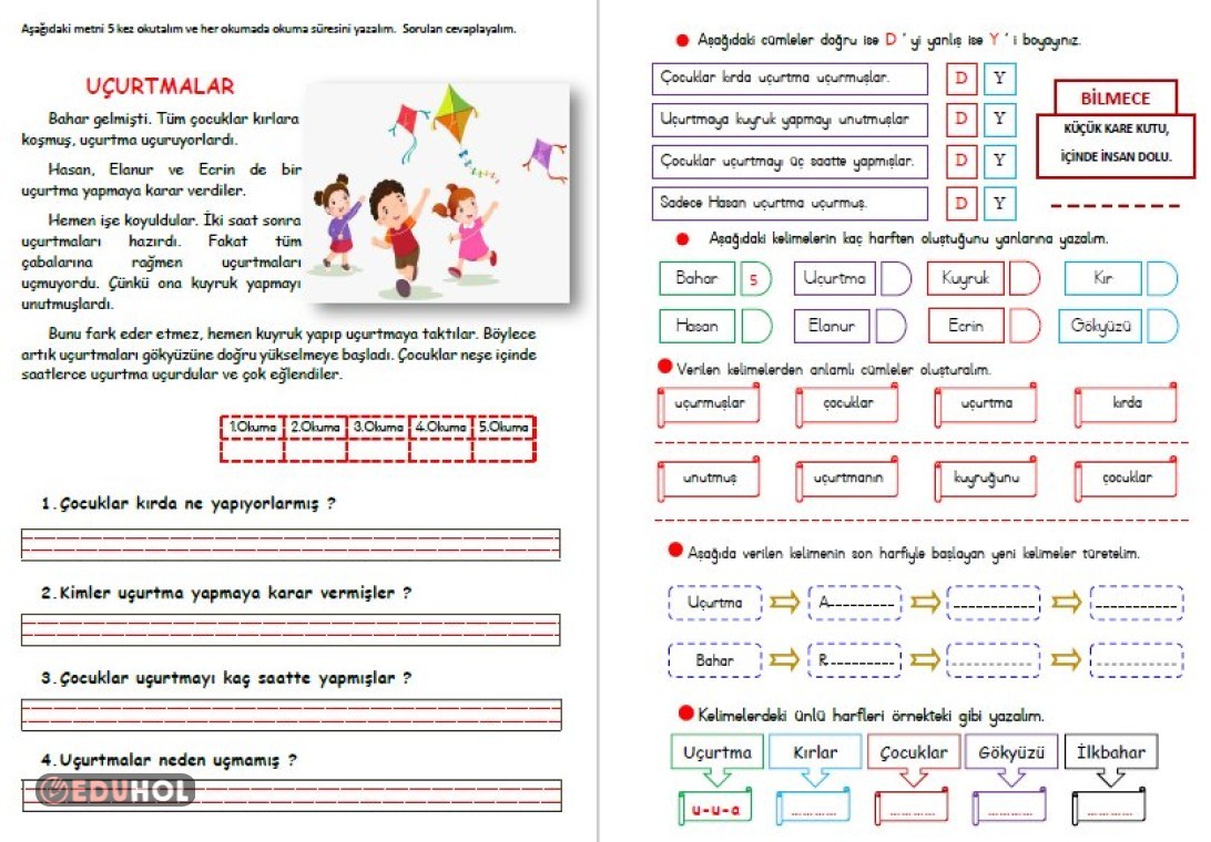 Uçurtmalar - Okuma Anlama Metn... | Eduhol - Ders Videoları İzle Online ...