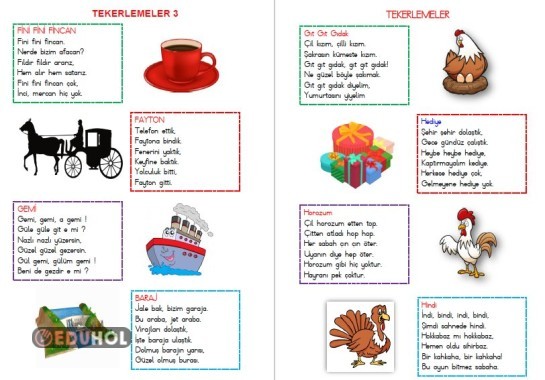 Tekerlemeler 3 · Eduhol - Etkinlik İndir Oyun Oyna Test Çöz Video İzle