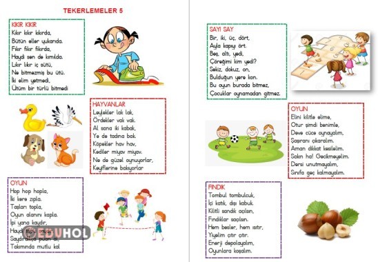 Tekerlemeler 5 · Eduhol - Etkinlik İndir Oyun Oyna Test Çöz Video İzle
