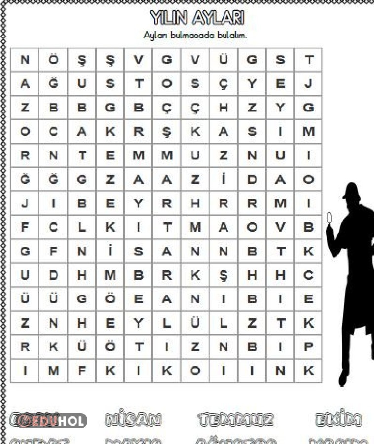 Yılın Ayları Kelime Bulmaca | Eduhol - Ders Videoları İzle Online Test ...