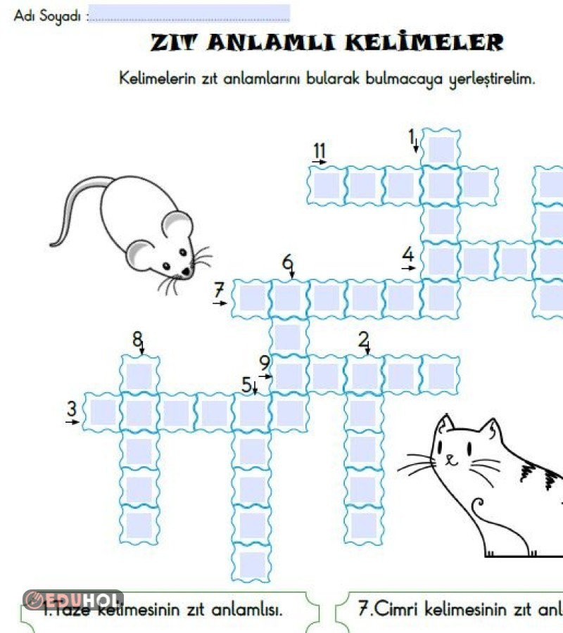 Zıt Anlamlı Kelimeler Bulmaca ... | Eduhol - Ders Videoları İzle Online ...