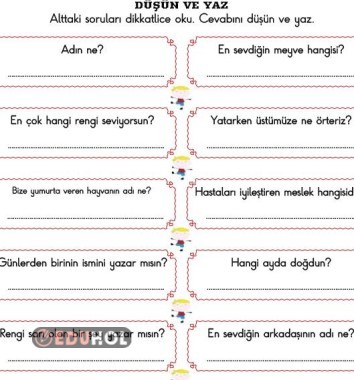 Kısa Cevaplı Günün İçinden Sor... · Eduhol - Etkinlik İndir Oyun Oyna ...