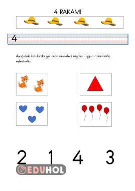 4 Rakamı · Eduhol - Etkinlik İndir Oyun Oyna Test Çöz Video İzle