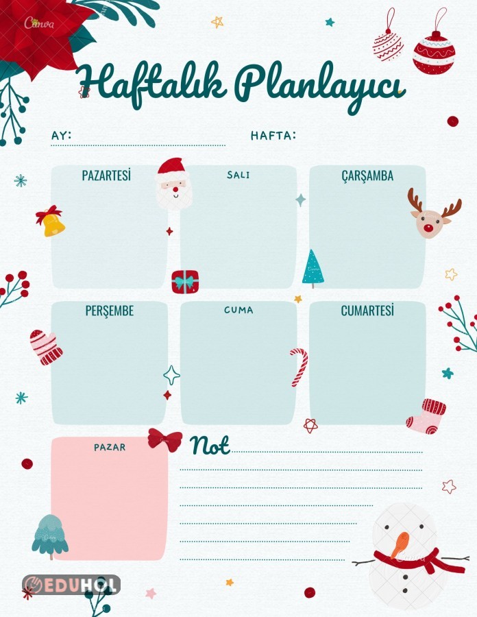 Haftalık Planlayıcı | Eduhol - Ders Videoları İzle Online Test Çöz ...