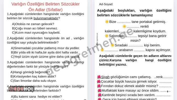 Ön Adlar Test Ve Çalışma Sayfa... · Eduhol - Etkinlik İndir Oyun Oyna ...