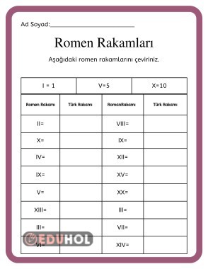 3.Sınıf Romen Rakamları · Eduhol - Etkinlik İndir Oyun Oyna Test Çöz ...