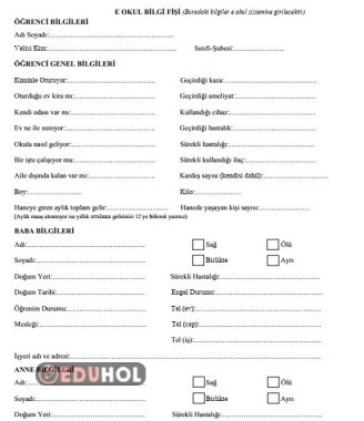 E Okul Öğrenci Tanıma Fişi... · Eduhol - Etkinlik İndir Oyun Oyna Test ...