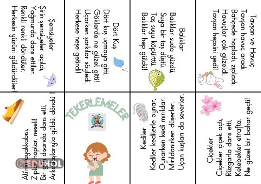 Tekerleme Kitapçığı · Eduhol - Etkinlik İndir Oyun Oyna Test Çöz Video İzle