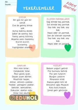 Tekerlemeler · Eduhol - Etkinlik İndir Oyun Oyna Test Çöz Video İzle