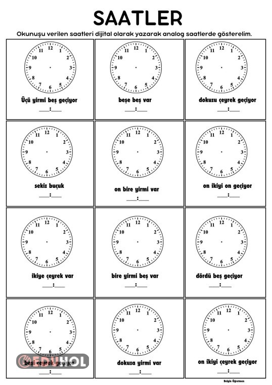 Saatler | Eduhol - Ders Videoları İzle Online Test Çöz Etkinlik İndir
