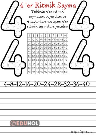 4 Er Ritmik Sayma · Eduhol - Etkinlik İndir Oyun Oyna Test Çöz Video İzle