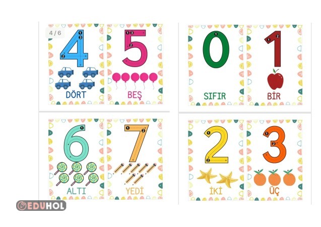 Rakam Kartları · Eduhol - Etkinlik İndir Oyun Oyna Test Çöz Video İzle