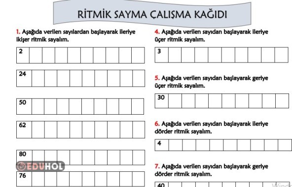 Ritmik Sayma Çalışma Kağıdı... · Eduhol - Etkinlik İndir Oyun Oyna Test ...