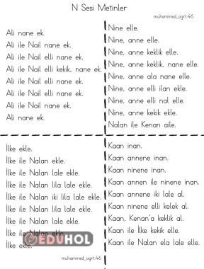 1. Sınıf Türkçe N Sesi Metinle... · Eduhol - Etkinlik İndir Oyun Oyna ...