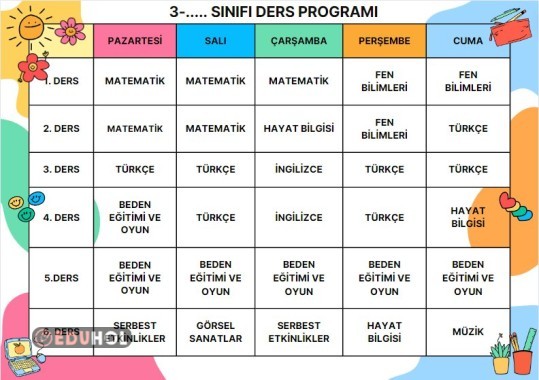 3. Sınıf Ders Programı · Eduhol - Etkinlik İndir Oyun Oyna Test Çöz ...