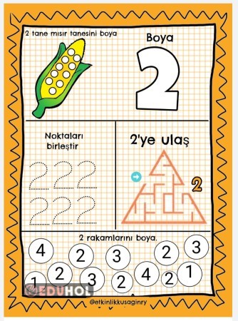 2 Rakamı Çalışma Sayfası -2 · Eduhol - Etkinlik İndir Oyun Oyna Test ...