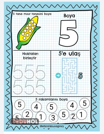 5 Rakamı Çalışma Sayfası-5 · Eduhol - Etkinlik İndir Oyun Oyna Test Çöz ...