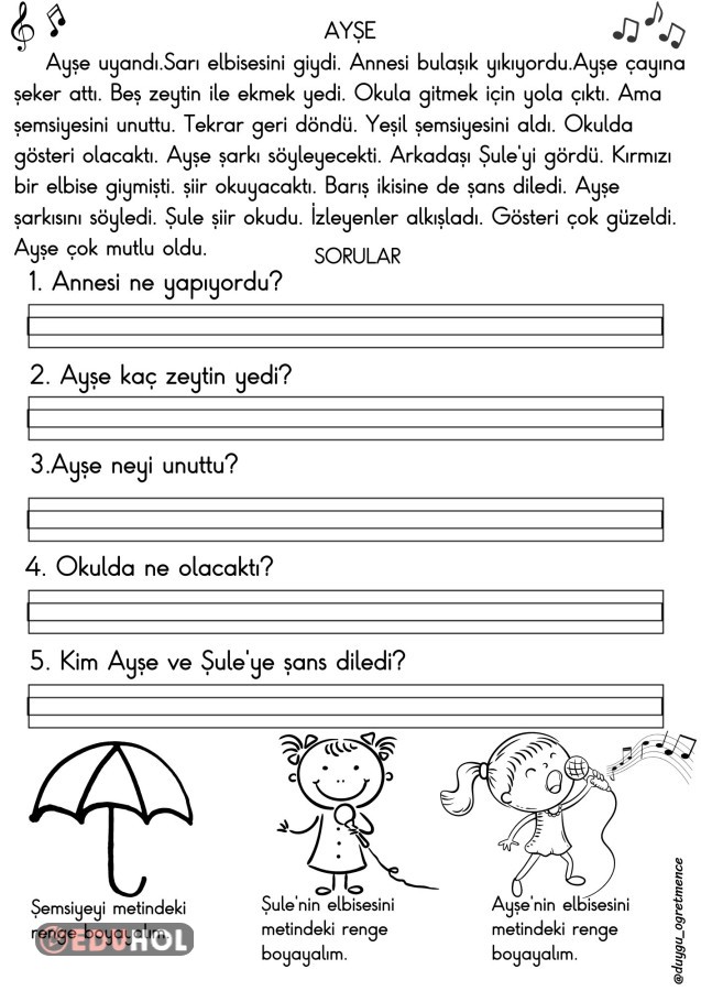 Ayşe Okuma Anlama Metni | Eduhol - Ders Videoları İzle Online Test Çöz ...