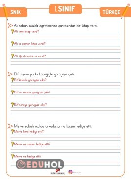 5N1K Etkinliği 1. Sınıf · Eduhol - Etkinlik İndir Oyun Oyna Test Çöz ...