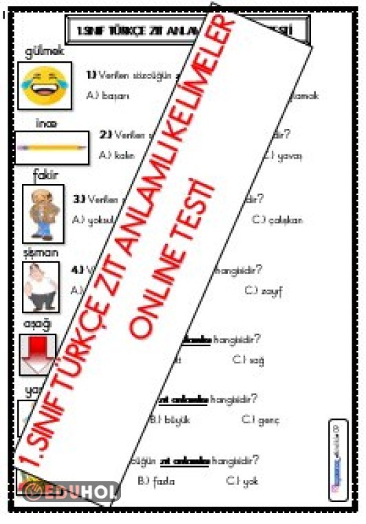 1.Sınıf Türkçe - Zıt Anlamlı K... | Eduhol - Ders Videoları İzle Online ...