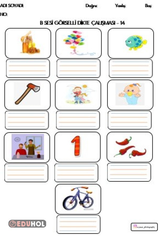 Görselli Dikte Çalışması-14 (B... | Eduhol - Ders Videoları İzle Online ...