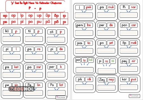 'P' Harfi Hece Ve Kelimeleri Ç... · Eduhol - Etkinlik İndir Oyun Oyna ...