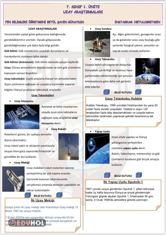 Uzay Araştırmaları Konu Anlatı... | Eduhol - Ders Videoları İzle Online ...