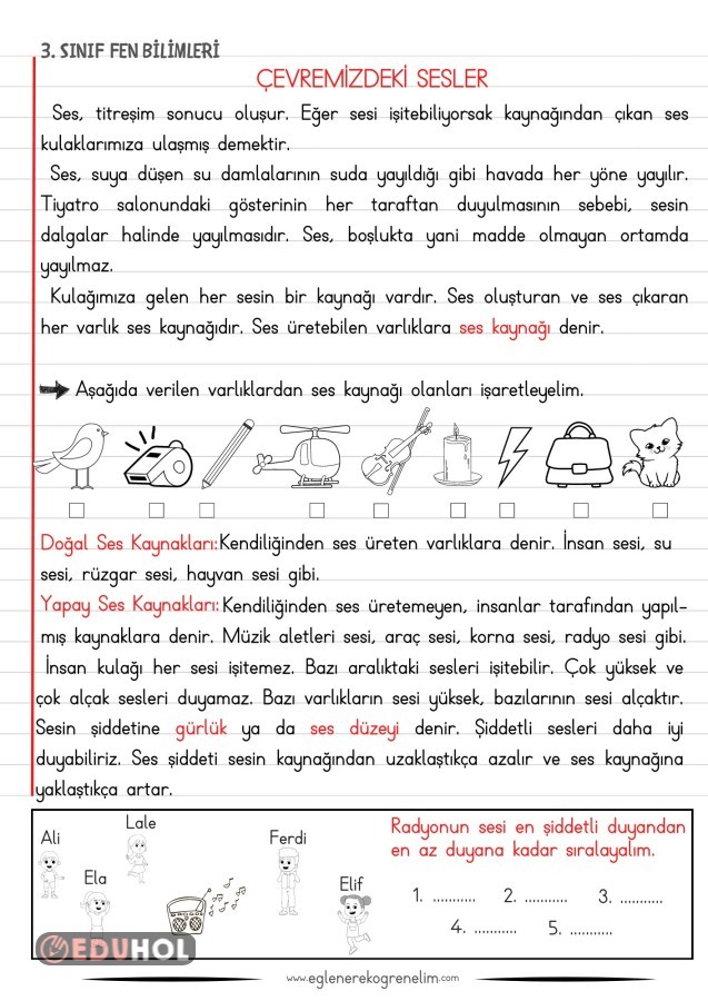 3. Sınıf Çevremizdeki Sesler K... | Eduhol - Ders Videoları İzle Online ...