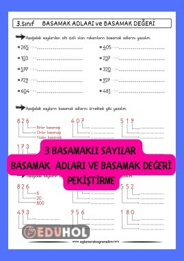 3 Basamaklı Sayılar Basamak Ad... · Eduhol - Etkinlik İndir Oyun Oyna ...