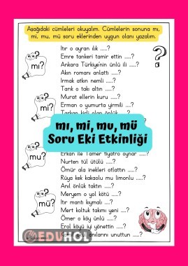Mı Mi Mu Mü Soru Eki Etkinliği... · Eduhol - Etkinlik İndir Oyun Oyna ...