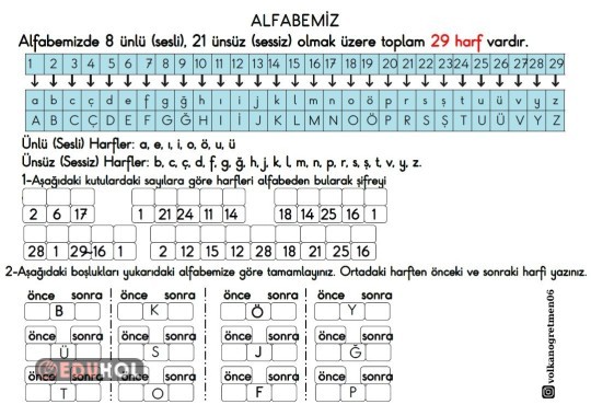 Alfabe Etkinliği 1 · Eduhol - Etkinlik İndir Oyun Oyna Test Çöz Video İzle