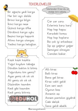 Tekerlemeler · Eduhol - Etkinlik İndir Oyun Oyna Test Çöz Video İzle