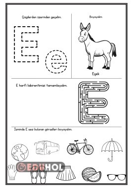 E Harfi Çalışma Sayfası · Eduhol - Etkinlik İndir Oyun Oyna Test Çöz ...
