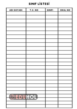 Sınıf Listem (Bos) · Eduhol - Etkinlik İndir Oyun Oyna Test Çöz Video İzle
