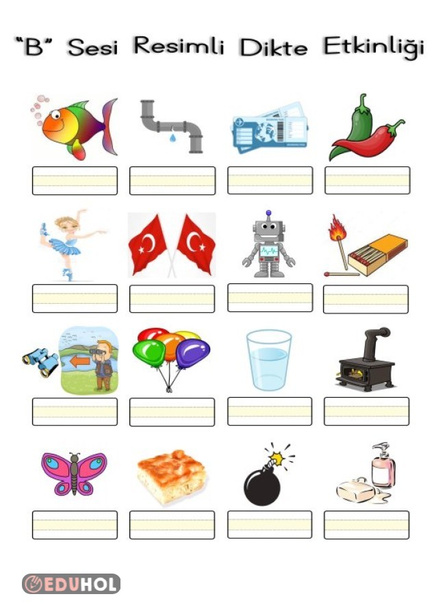 B Sesi Resimli Dikte Etkinliği... | Eduhol - Ders Videoları İzle Online ...