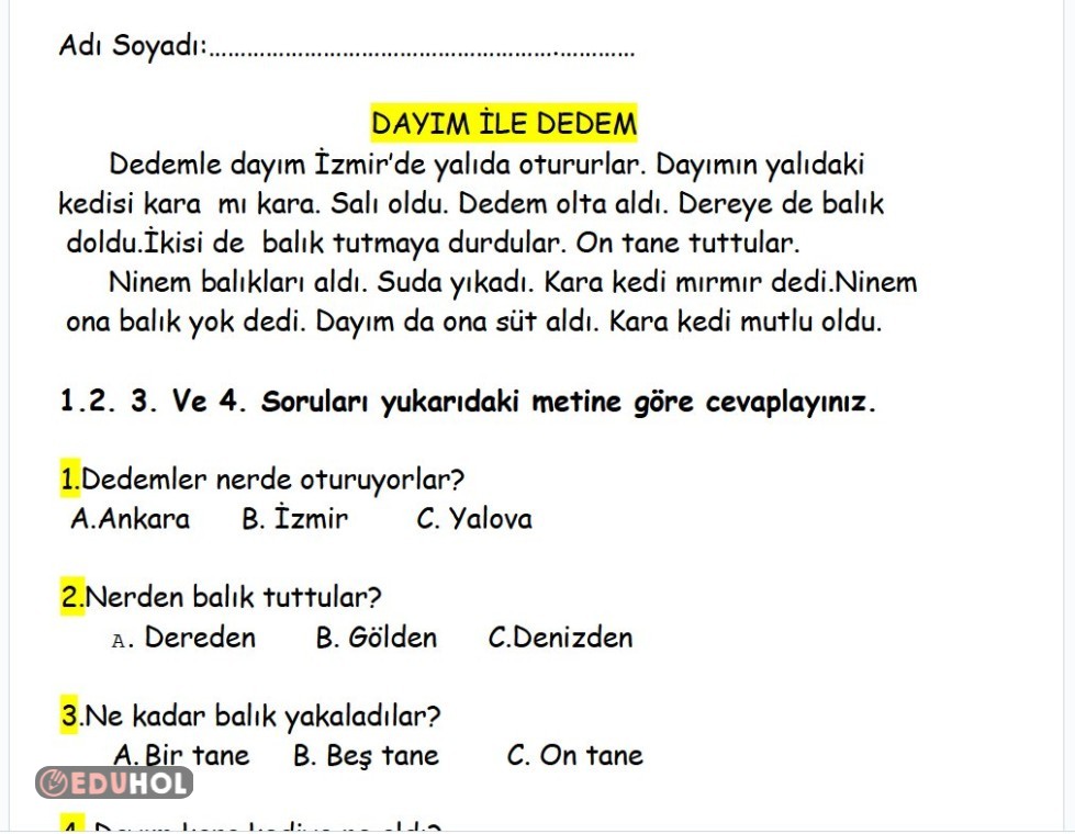 Türkçe Sınavı | Eduhol - Ders Videoları İzle Online Test Çöz Etkinlik İndir