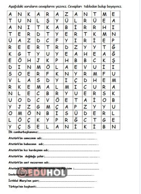 Atatürk-Bulmaca · Eduhol - Etkinlik İndir Oyun Oyna Test Çöz Video İzle