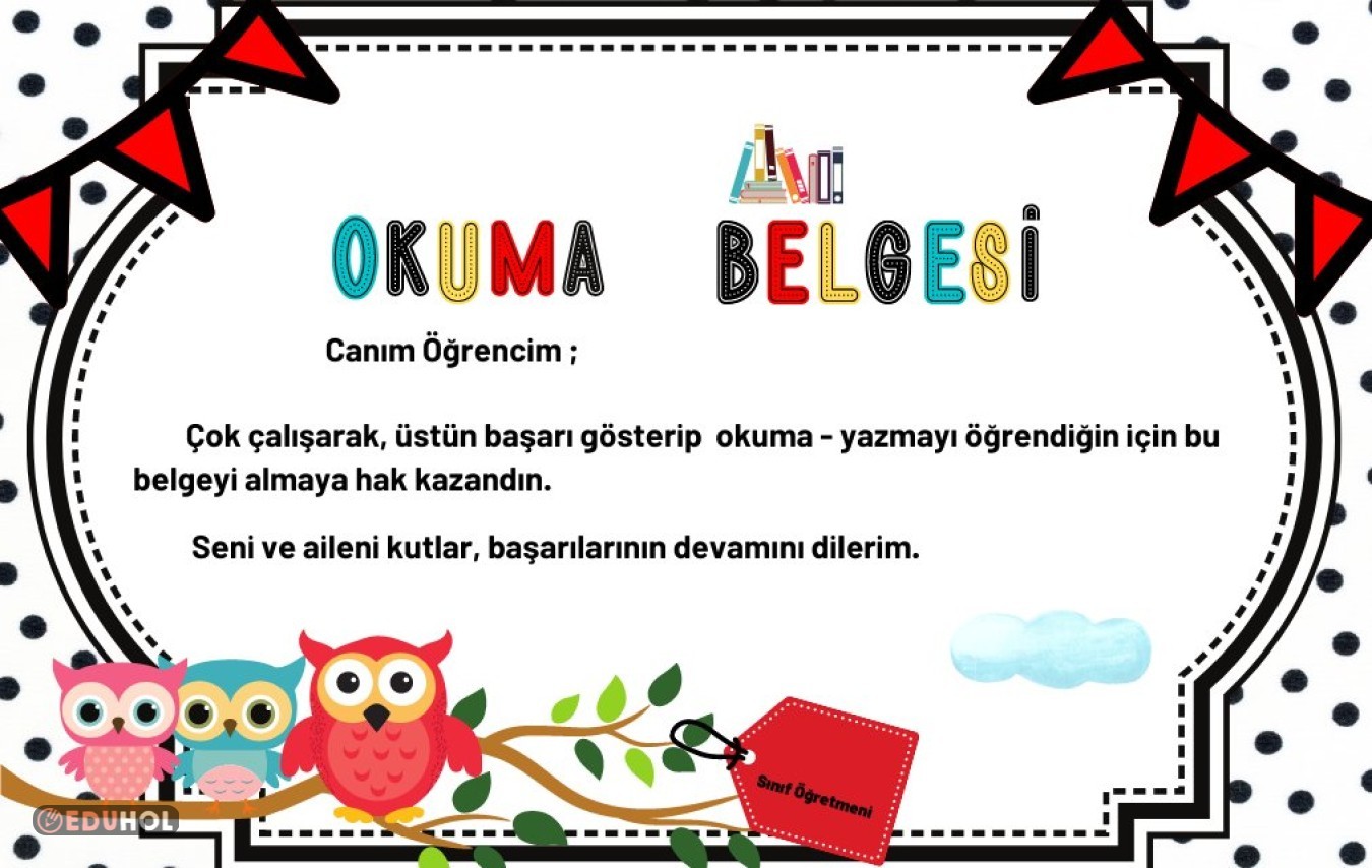 1.Sınıflar İçin Okuma Belgesi... | Eduhol - Ders Videoları İzle Online ...
