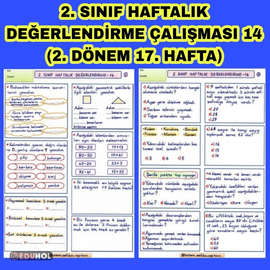 2. Sınıf Haftalık Değerlendirm... | Eduhol - Ders Videoları İzle Online ...