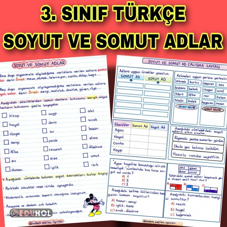 3. Sınıf Türkçe Soyut Ve Somut... | Eduhol - Ders Videoları İzle Online ...