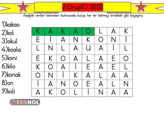 O Sesi-Kare Bulmaca · Eduhol - Etkinlik İndir Oyun Oyna Test Çöz Video İzle