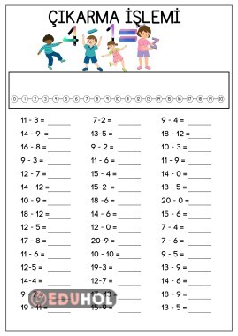 Çıkarma İşlemi Alıştırma... · Eduhol - Etkinlik İndir Oyun Oyna Test ...